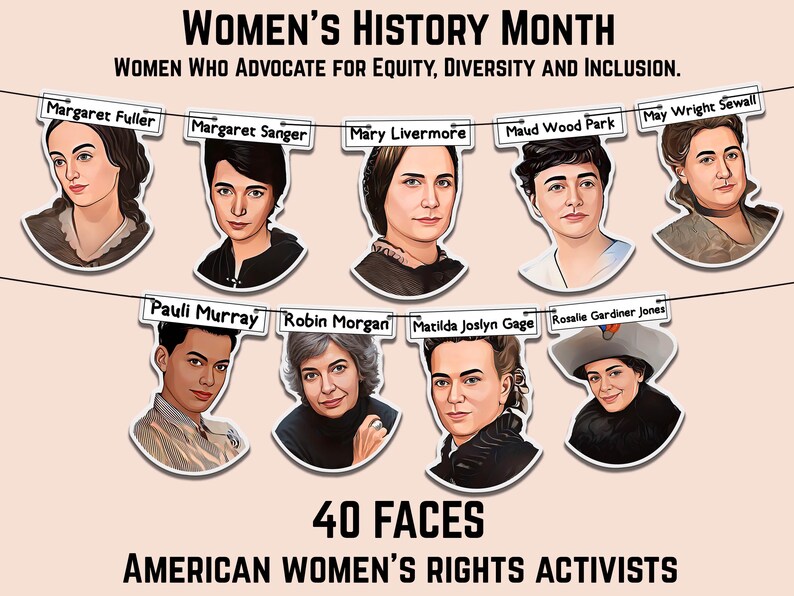Women's History Month Classroom Decor,40 Faces, American Women's Rights ...