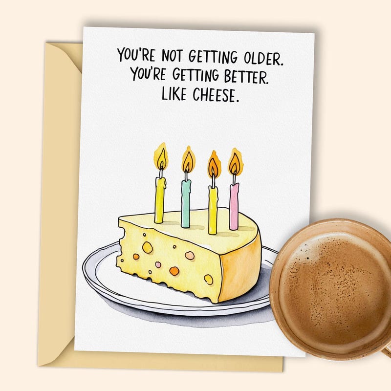 Cheese Birthday Card - Etsy