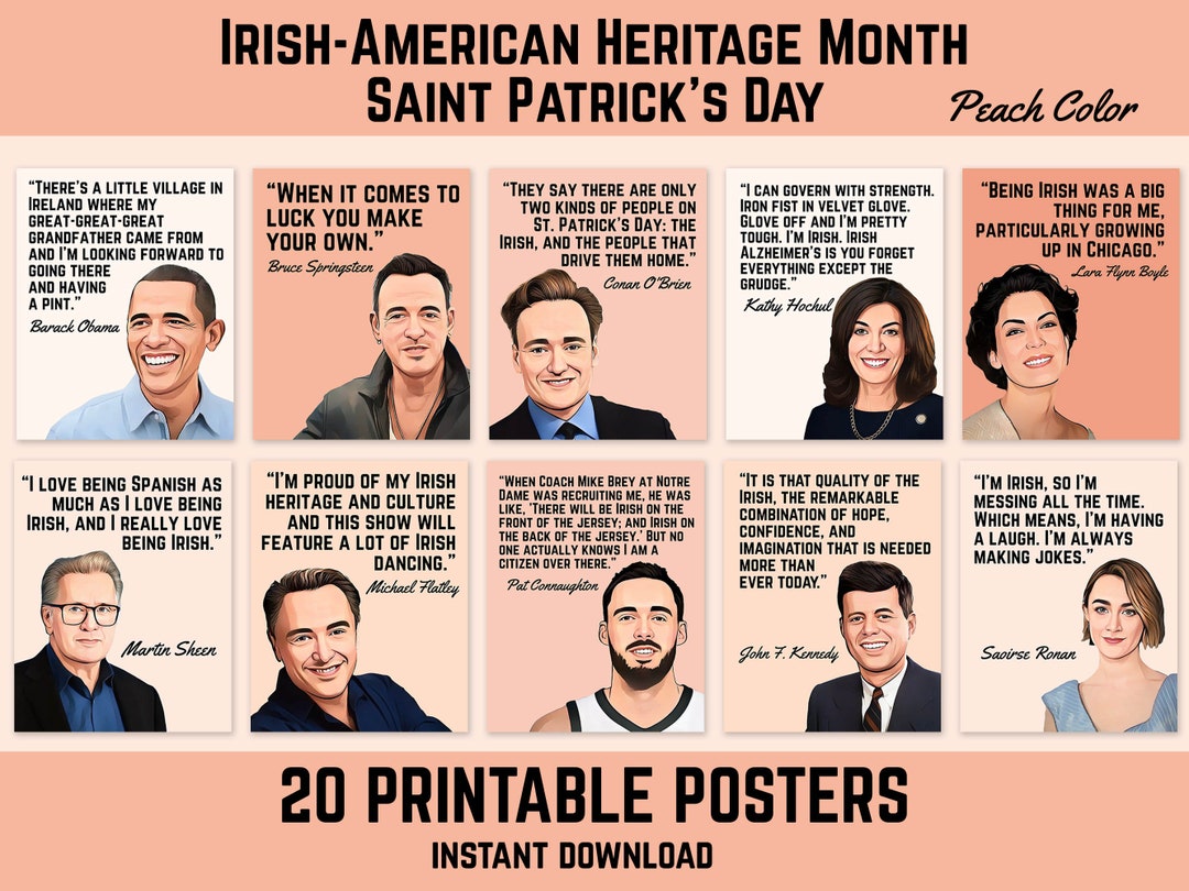 20 Famous Irish Americans Quotes, Irish American Heritage Month, Saint ...