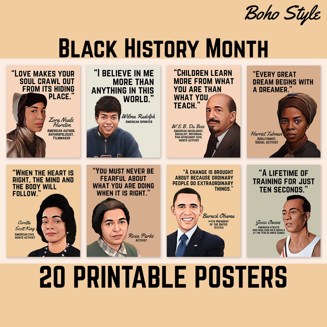 African American Heroes, Black History Month Printable Posters ...