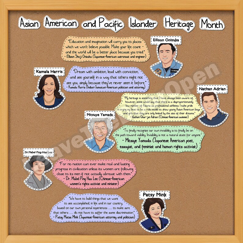 AAPI Heritage Month Bulletin Board Kit: 44 Inspiring Quotes & Vector ...
