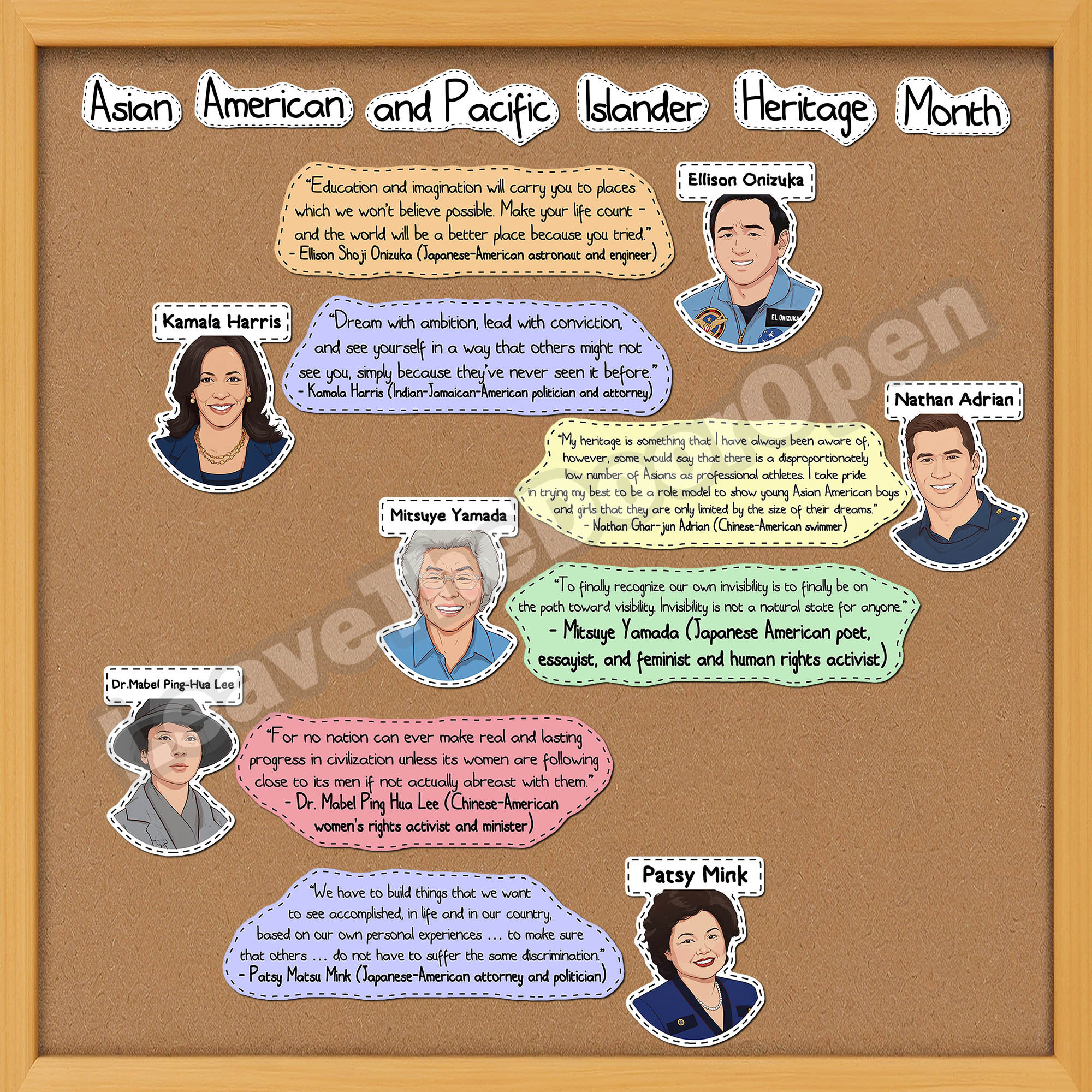 AAPI Heritage Month Bulletin Board Kit: 44 Inspiring Quotes & Vector ...
