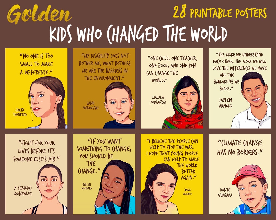 Golden - Kids Who Changed the World, 28 Printable Posters,elementary Classroom Decor,influential ...