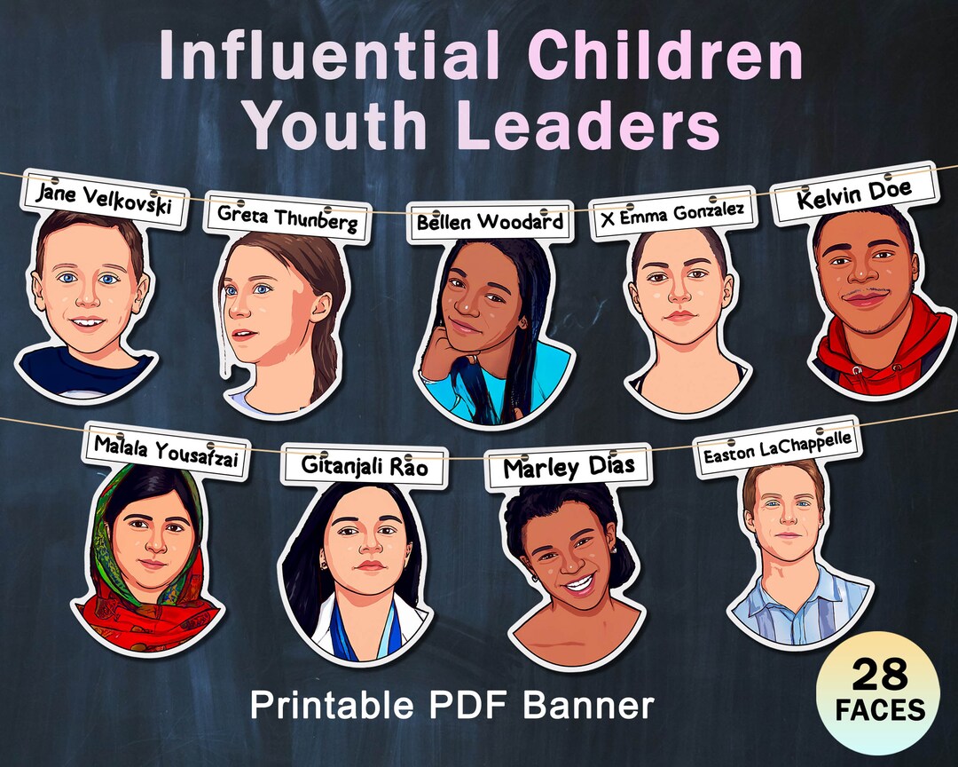 28 Faces,influential Children,youth Leaders,classroom Decor,printable ...