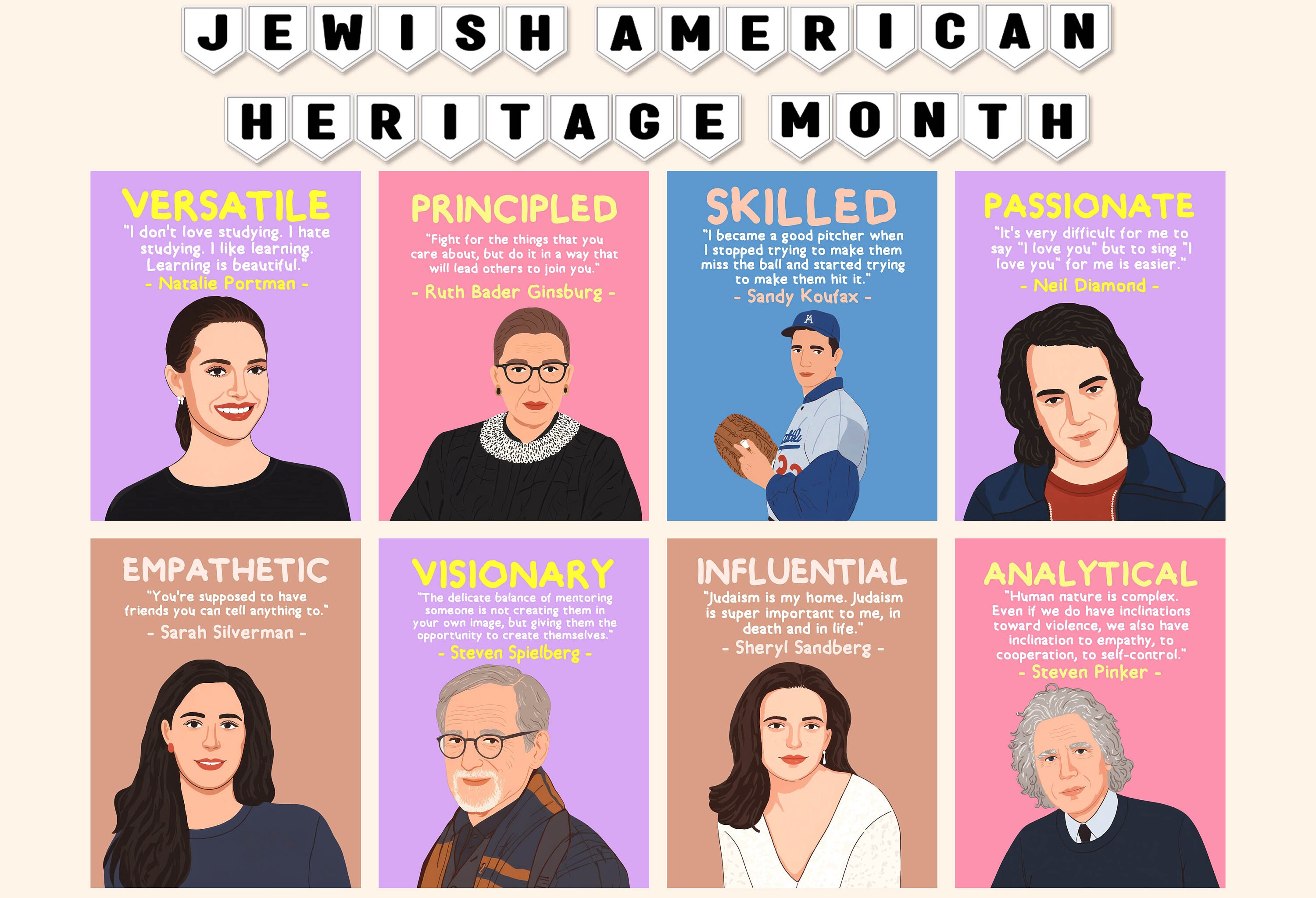Jewish American Heritage Month Poster Set 20 Quotes From Icons for ...