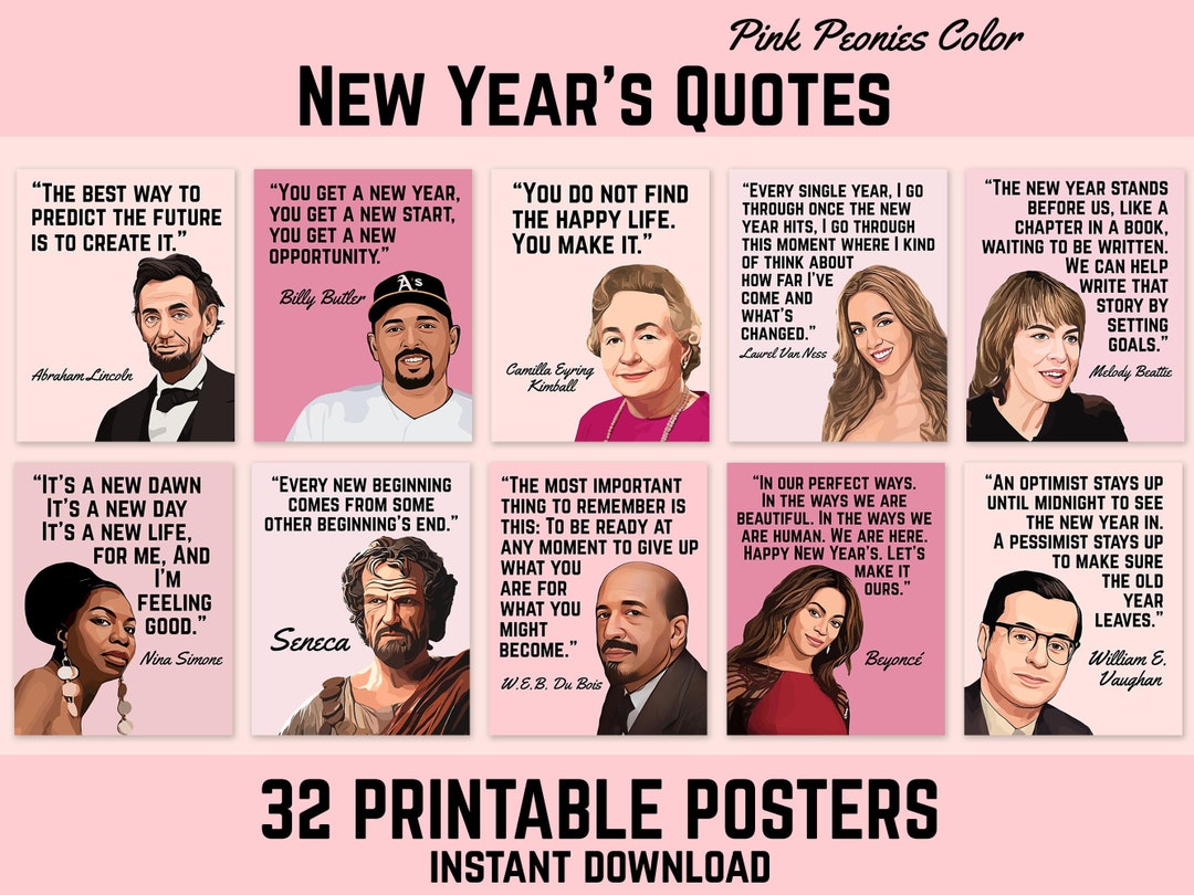 32 Posters, Inspiring and Motivational New Year Quotes 2025, Famous ...