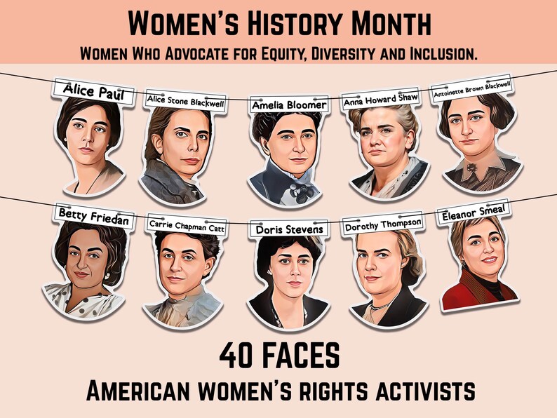 Women's History Month Classroom Decor,40 Faces, American Women's Rights ...