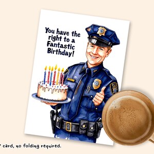 Police Officer Birthday Card With Badge and Cake - Digital Download for ...