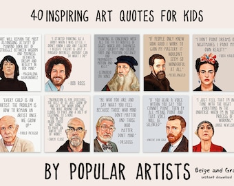 40 Art Quotes for Kids by Famous Artists Bulletin Board Classroom ...