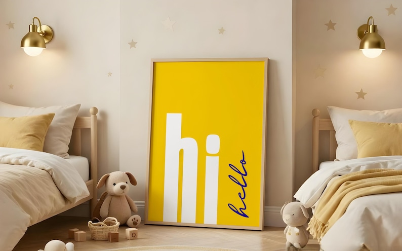 Hi Printable Wall Art, Set of 2 Colors, Sage Green & Yellow Poster ...