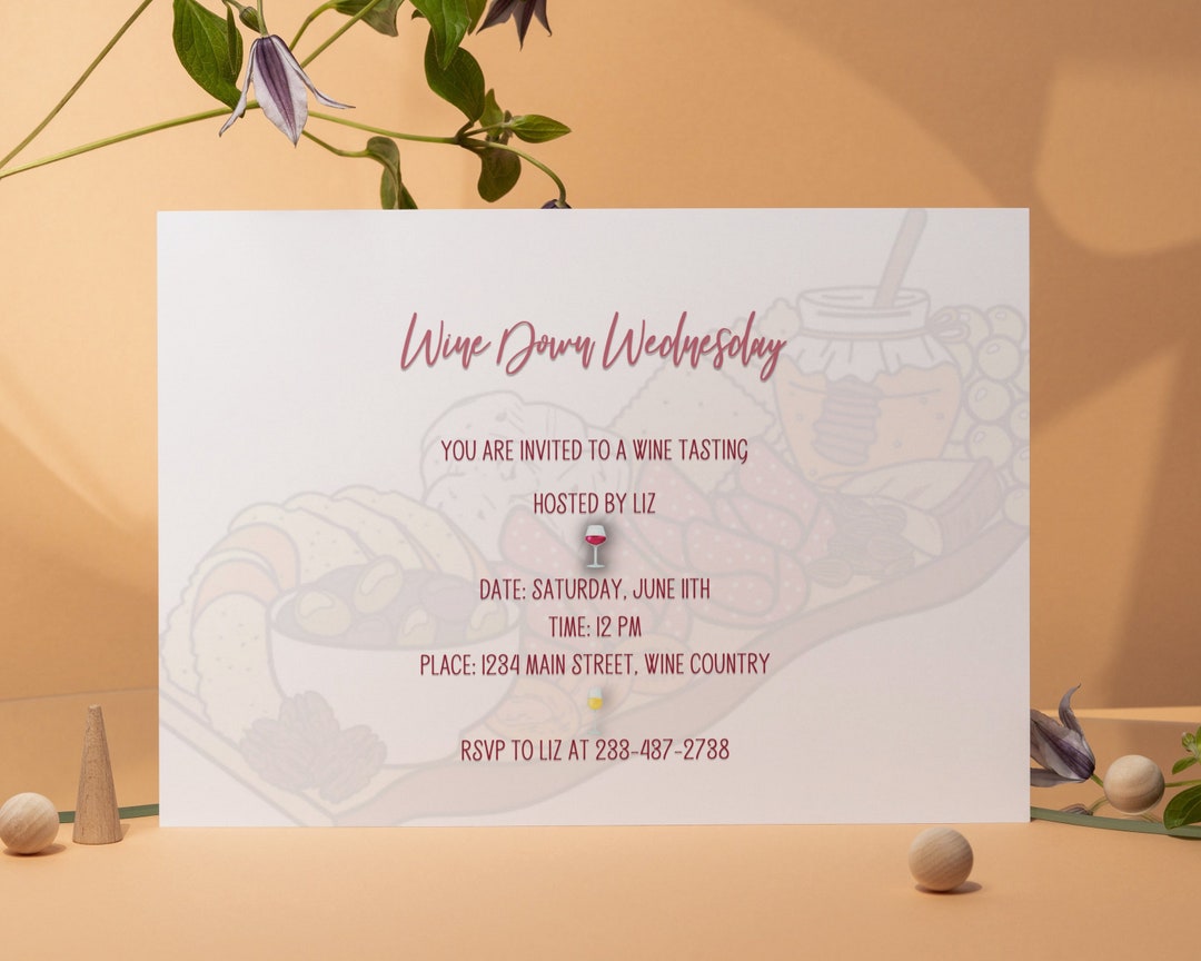 Digital Editable Invitation Wine Down Tasting, Canva Charcuterie ...