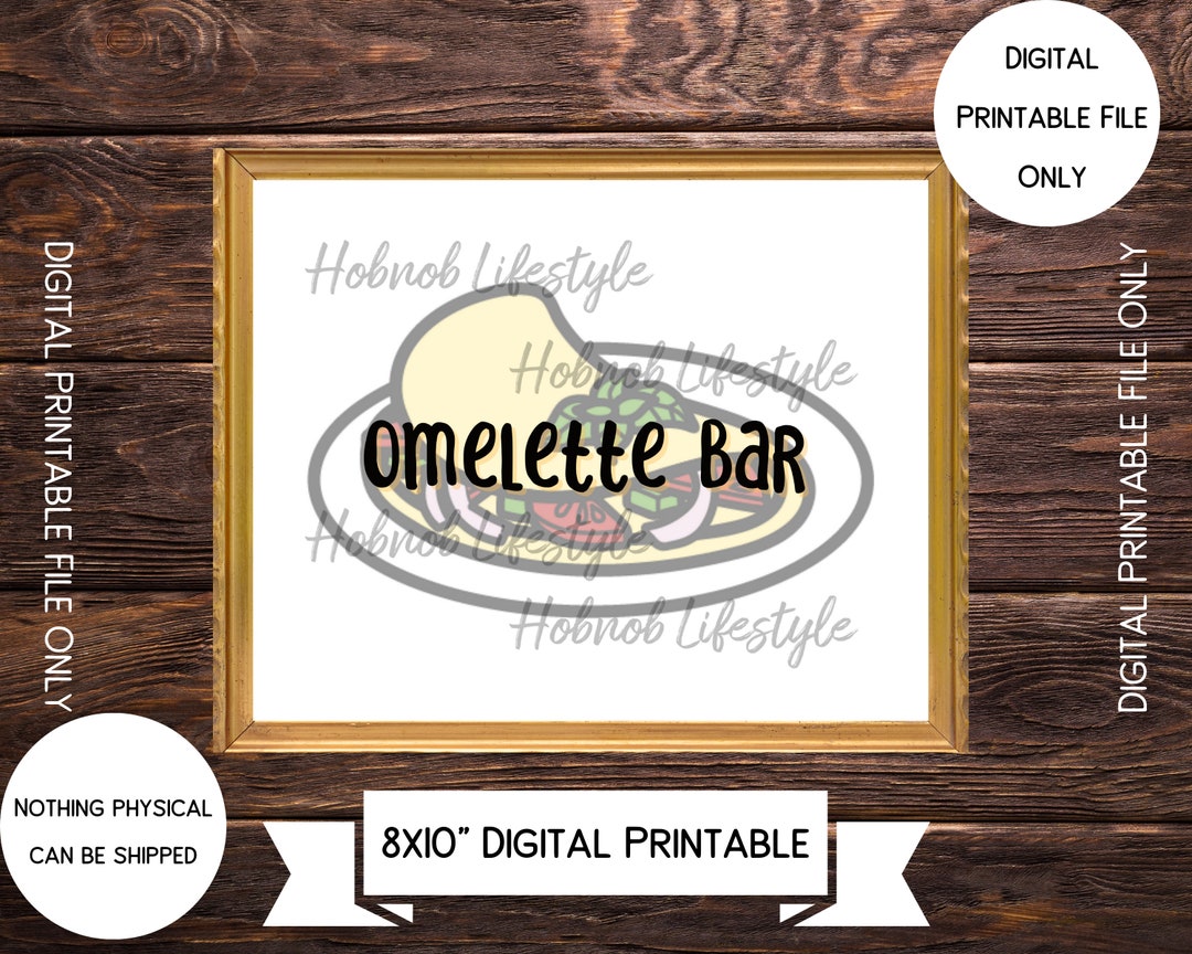 Digital Omelette Bar, Printable Instant Download, Brunch Table Sign ...