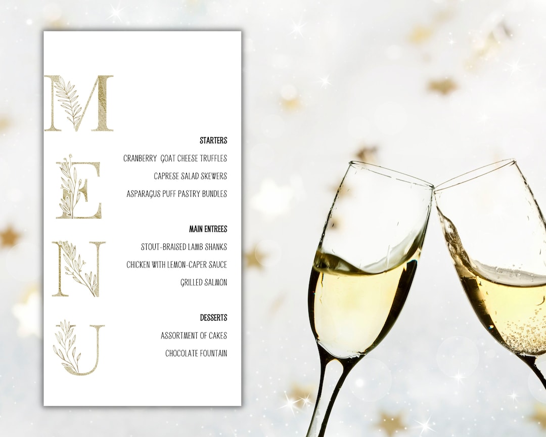 Digital Editable Gold Letter Menu, Canva Event/wedding Menu Template ...