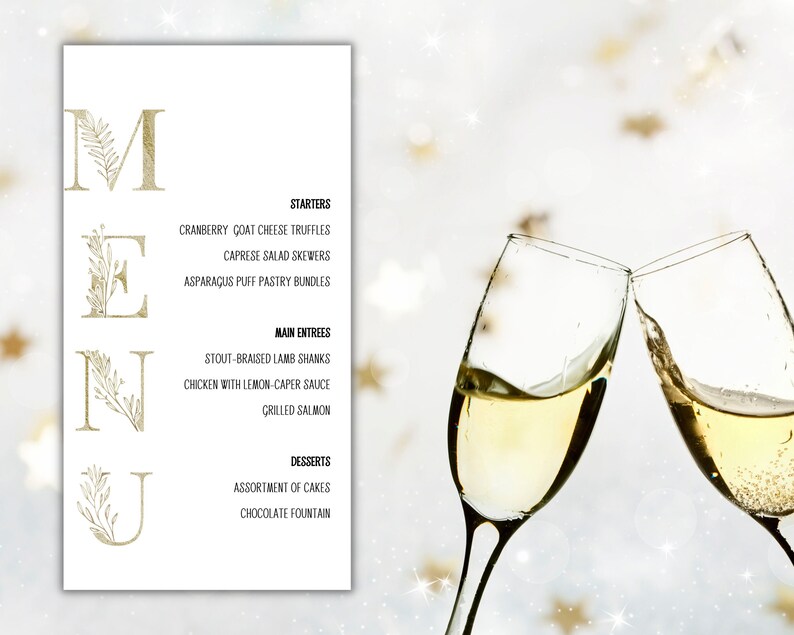 Digital Editable Gold Letter Menu Canva Event/wedding Menu - Etsy