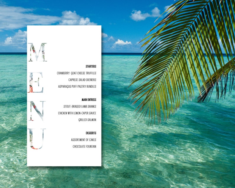 Digital Editable Tropical Letter Menu Canva Event/wedding - Etsy