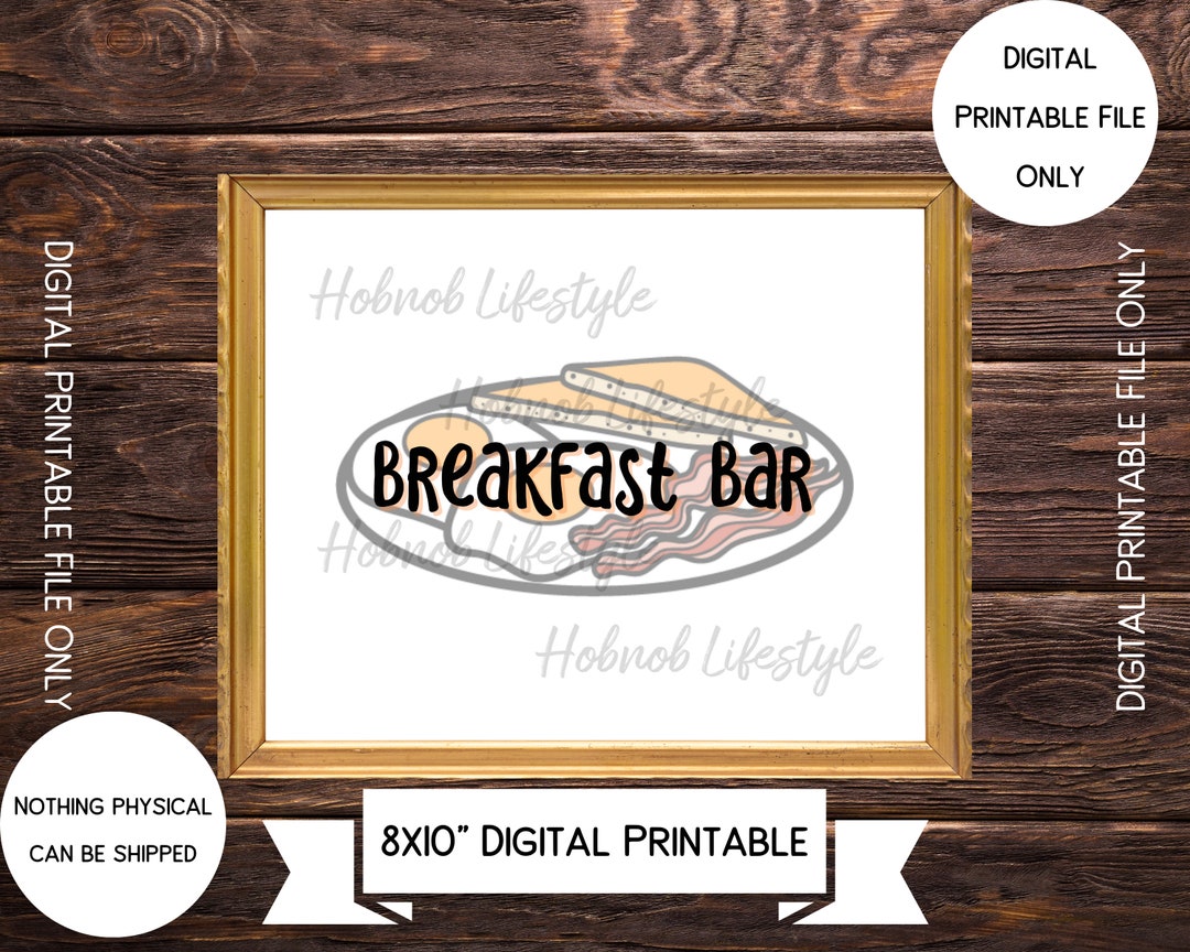 Digital Breakfast Bar, Printable Instant Download, Brunch Table Sign ...
