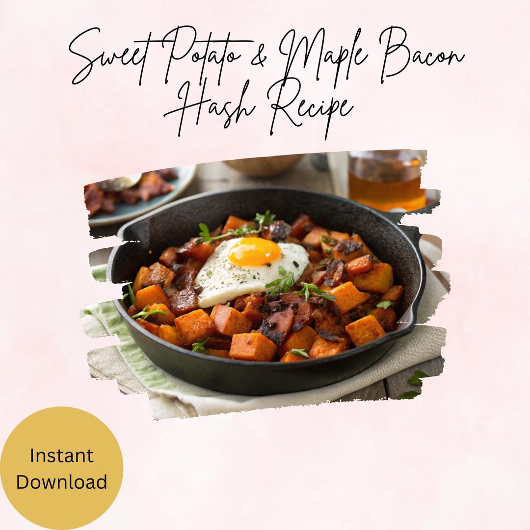 Sweet Potato & Maple Bacon Hash Recipe Card | Hearty Brunch Idea ...