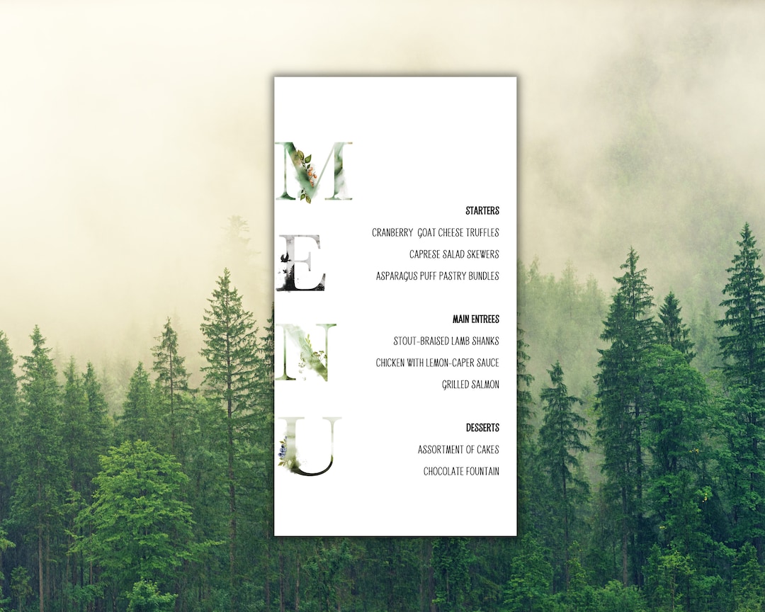 Digital Editable Garden Letter Menu, Canva Event/wedding Menu Template ...