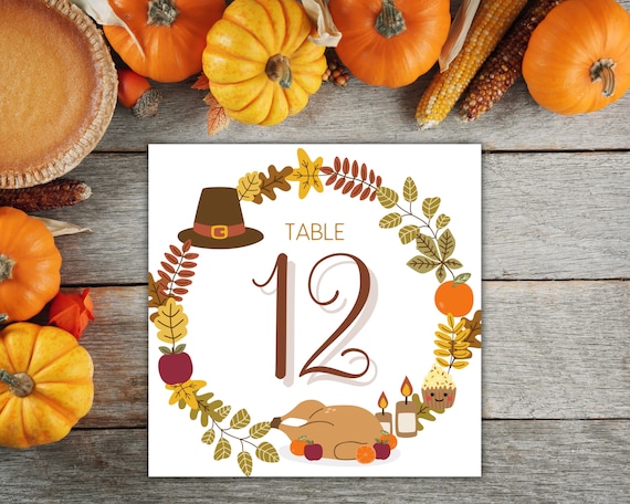 Digital Editable Friendsgiving Table Number Canva - Etsy