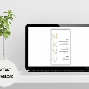 Digital Editable Gold Letter Menu, Canva Event/wedding Menu Template ...