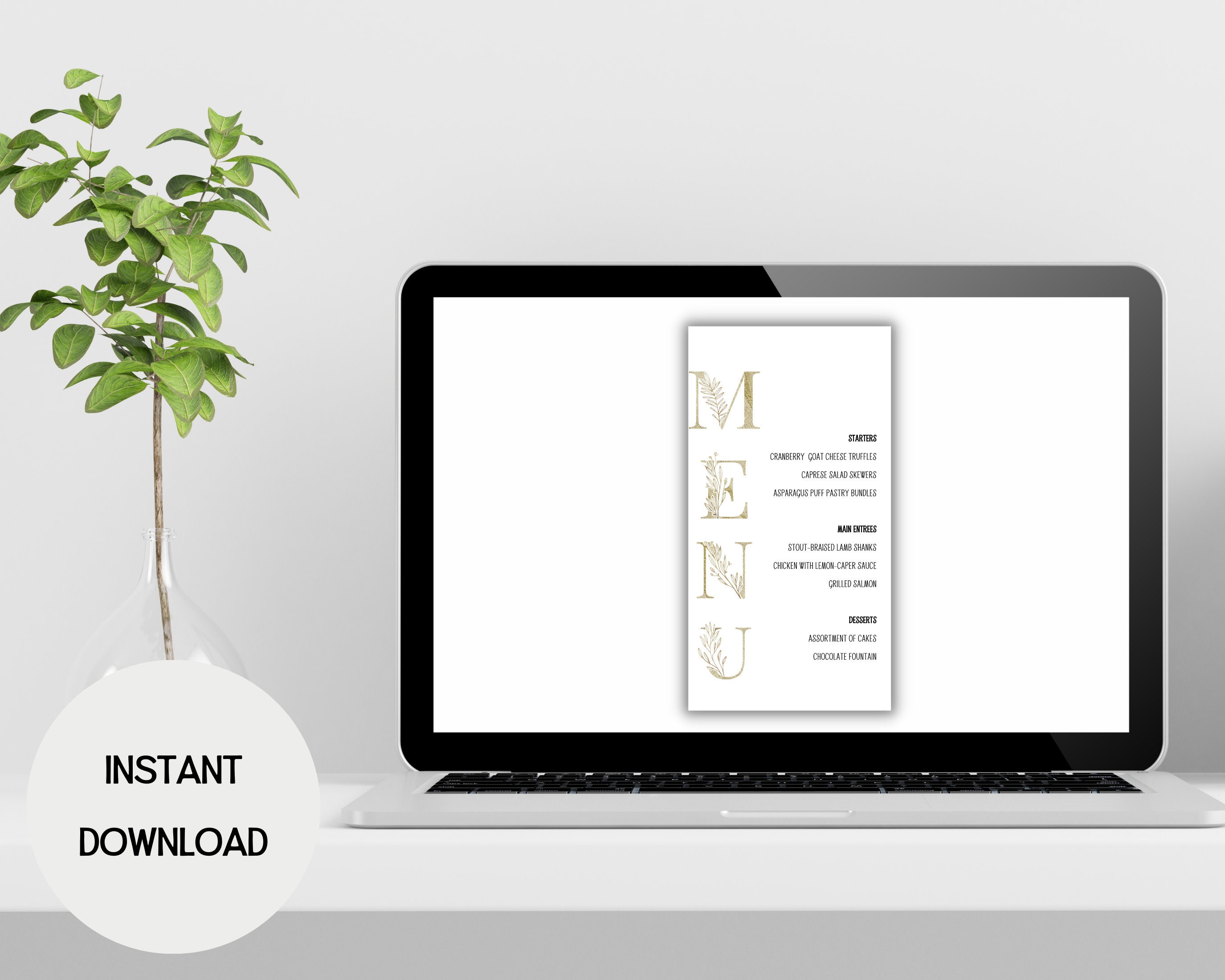 Digital Editable Gold Letter Menu, Canva Event/wedding Menu Template ...