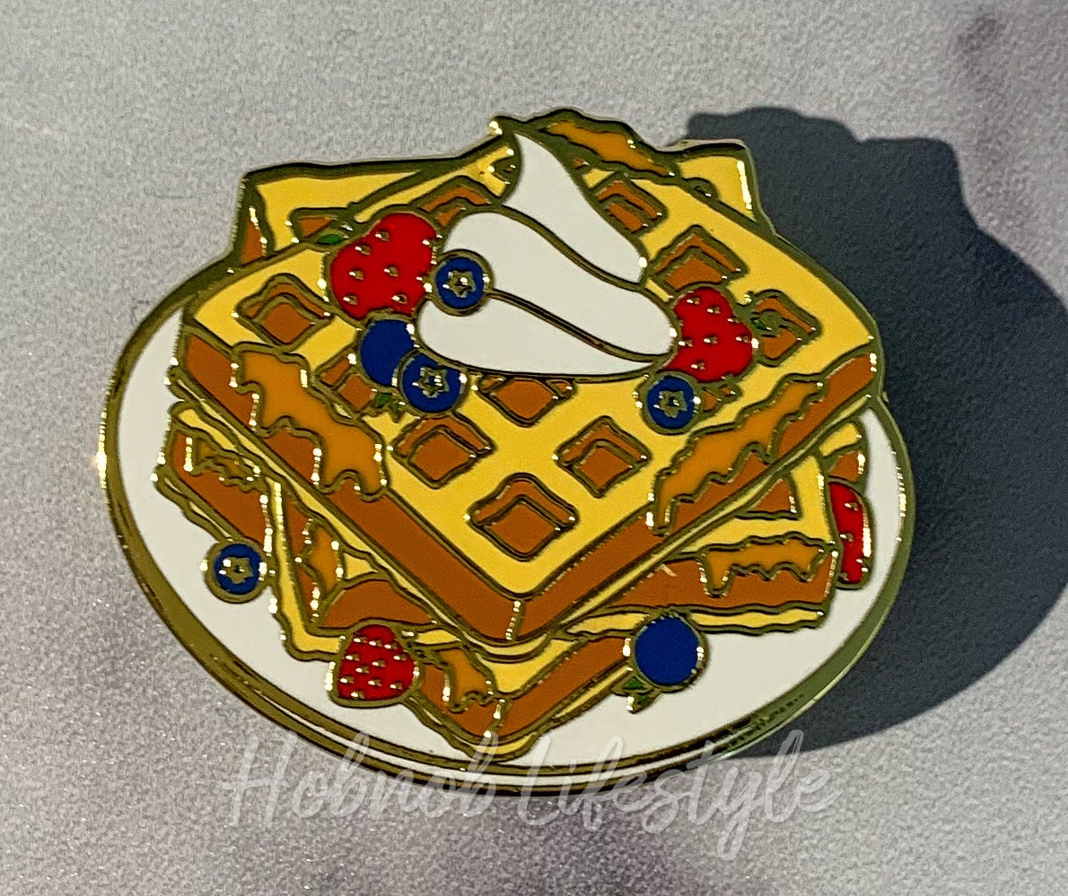 Belgian Waffle With Fruit & Whip Cream - Food Brunch Enamel Pin Belgian ...