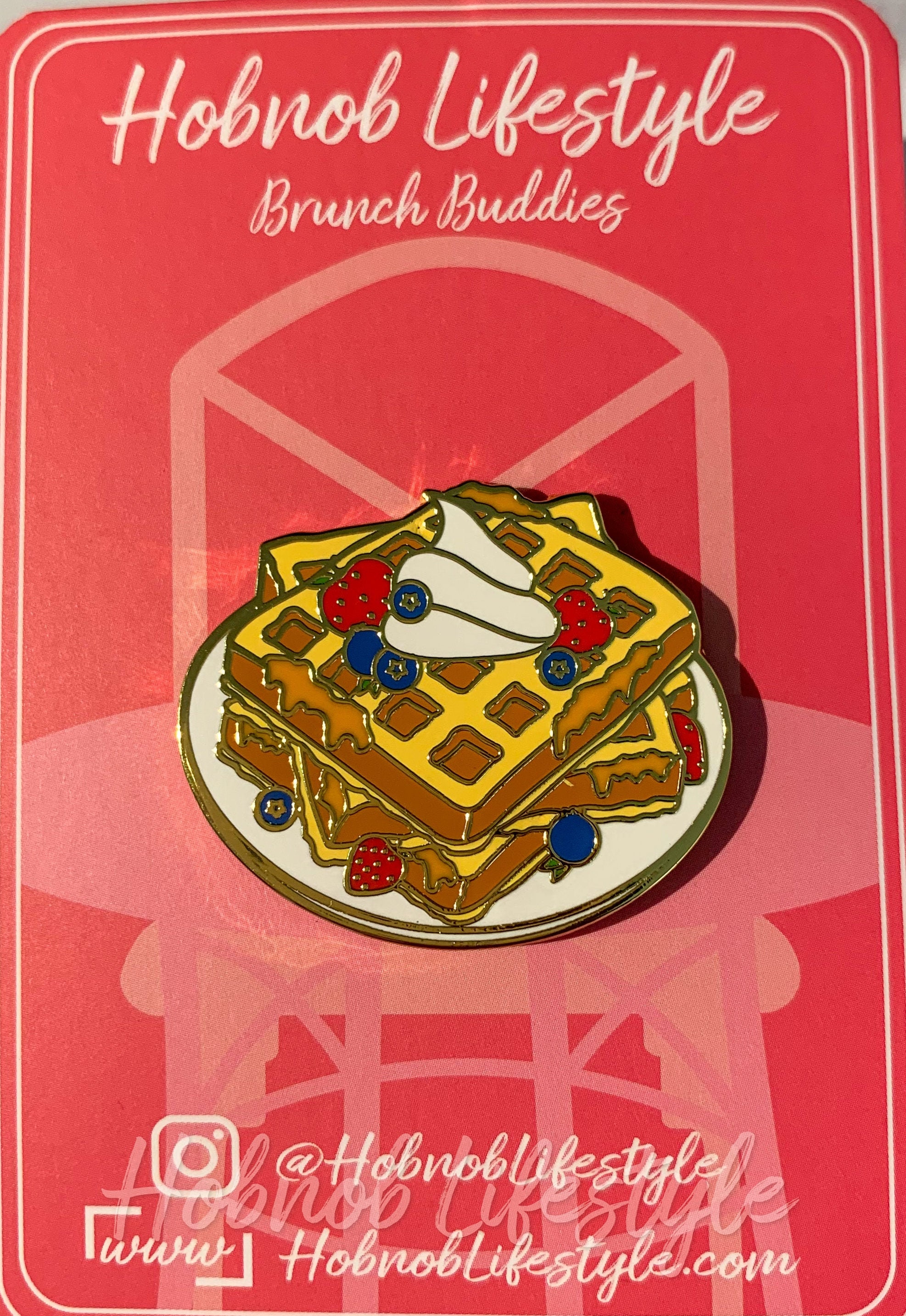 Belgian Waffle With Fruit & Whip Cream - Food Brunch Enamel Pin Belgian ...