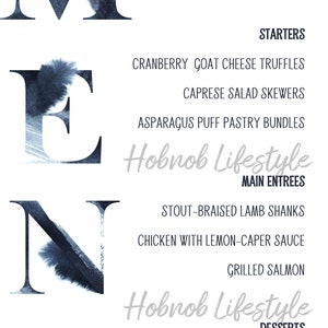 Digital Editable Blue Sapphire Menu, Canva Event/wedding Menu Template ...
