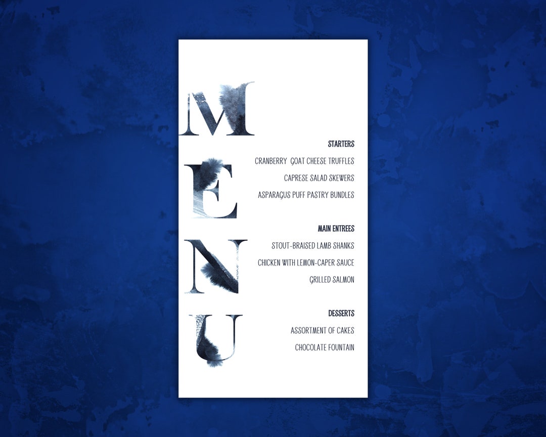 Digital Editable Blue Sapphire Menu, Canva Event/wedding Menu Template ...