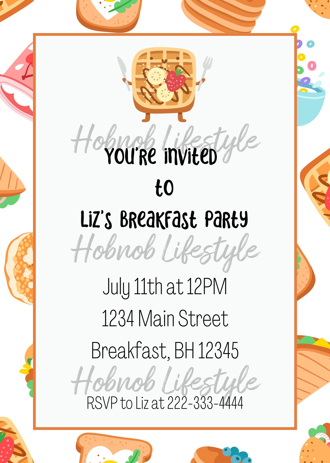 Digital Editable Breakfast Party Invitation Canva Breakfast - Etsy