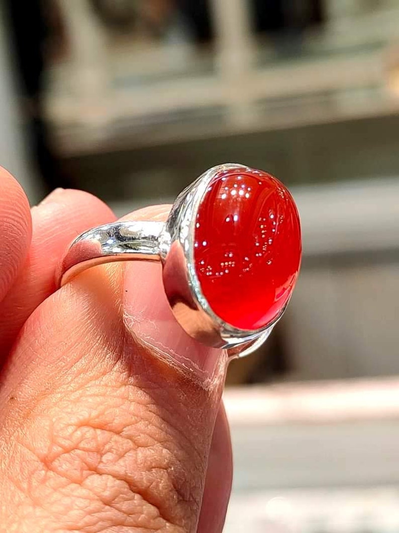 Natural Red AGATE Ring, Fire Agate Ring, Aqeeq Ring, Akik Ring ...