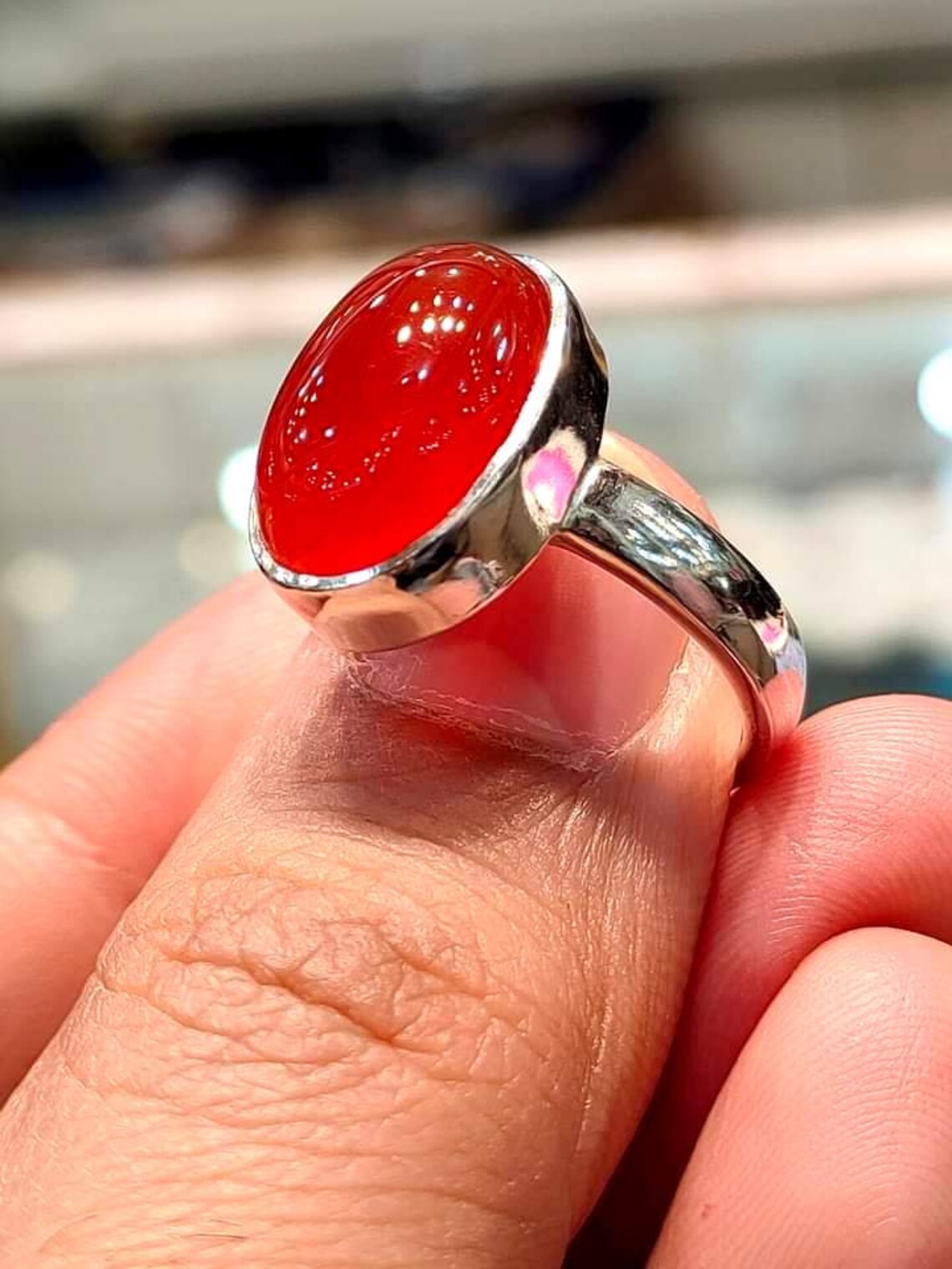 Natural Red AGATE Ring, Fire Agate Ring, Aqeeq Ring, Akik Ring ...