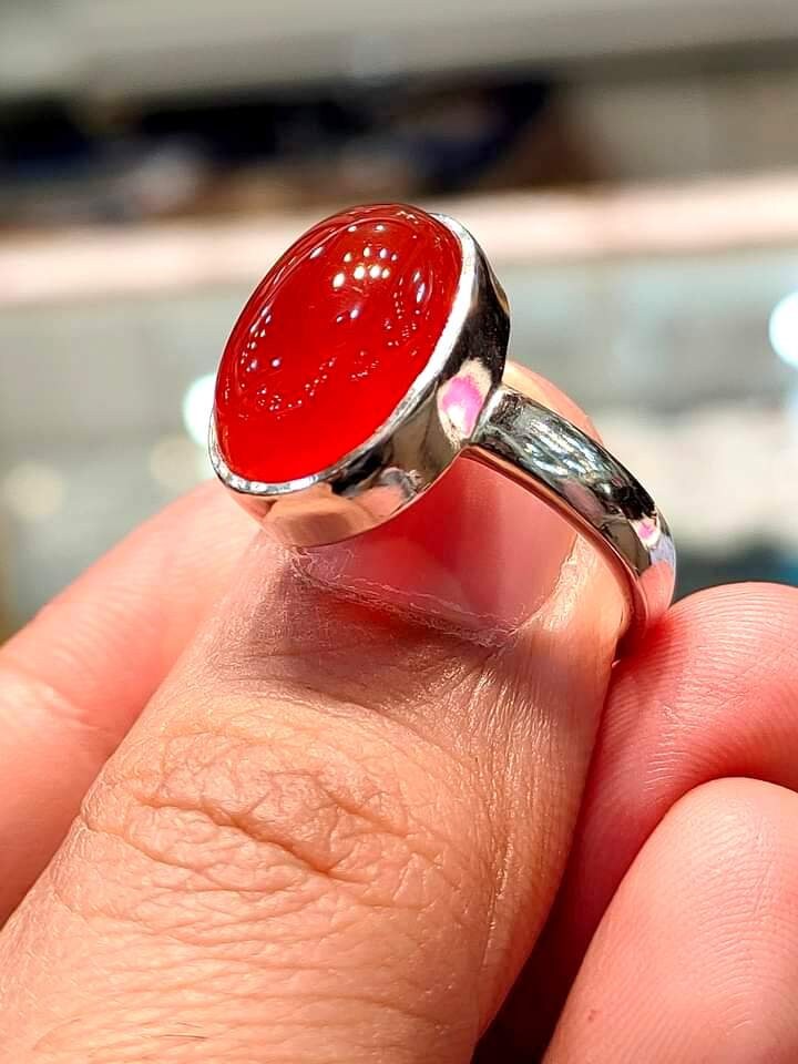 Natural Red AGATE Ring, Fire Agate Ring, Aqeeq Ring, Akik Ring ...