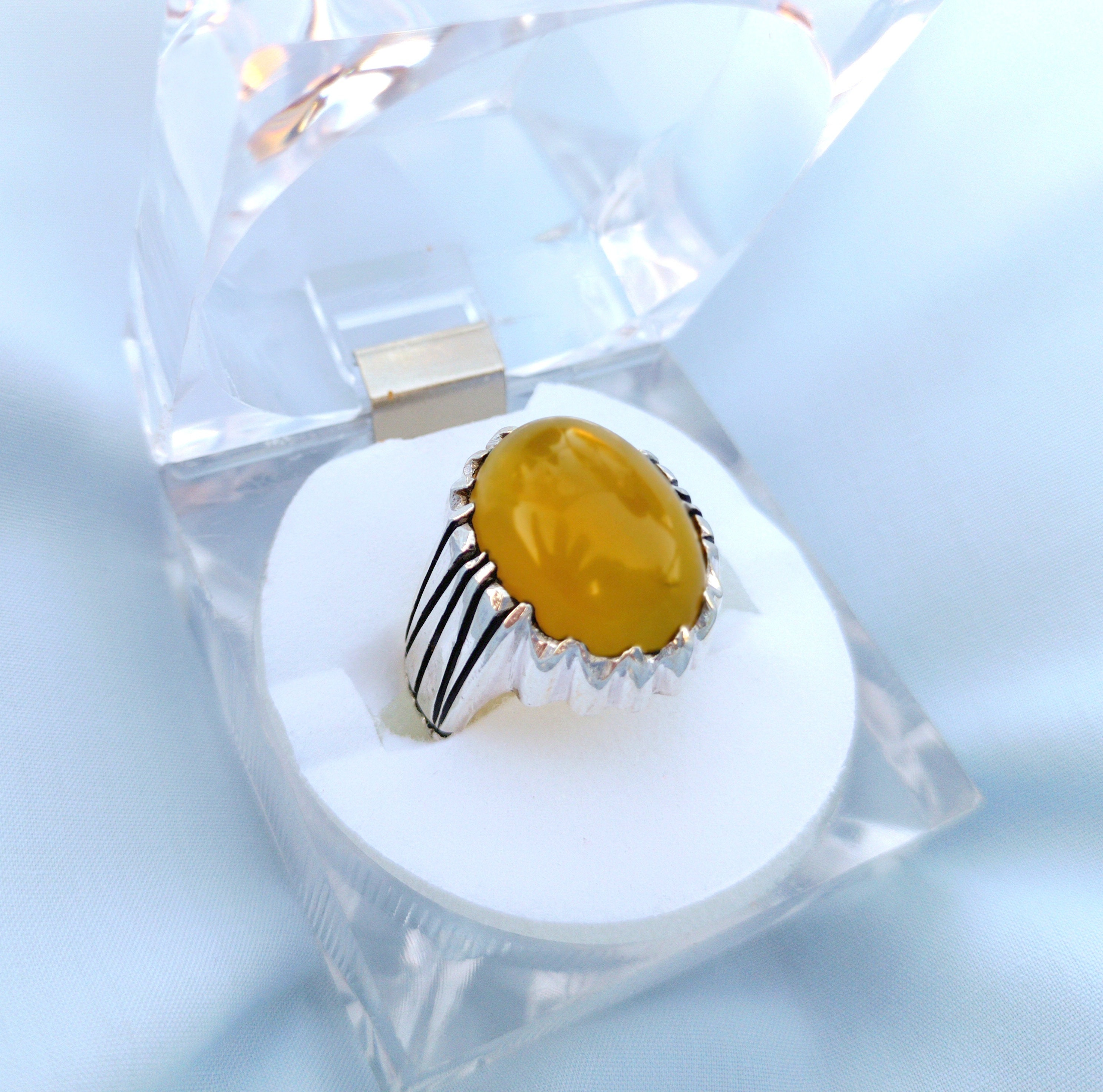 Natural Yellow Agate Ring Zard Aqeeq Ring Akik Ring - Etsy