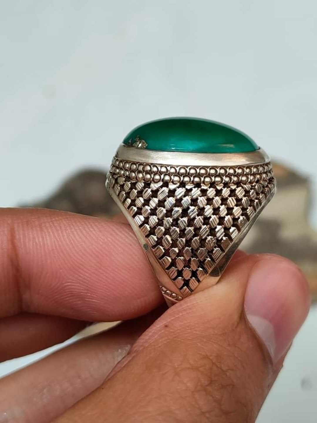 Natural Green Turquoise Ring, Hussaini Feroza Ring, Gemstone in ...