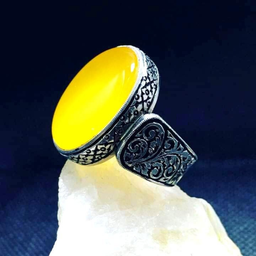 Very Beautiful Natural Yellow AGATE aqeeq Gemstone in - Etsy