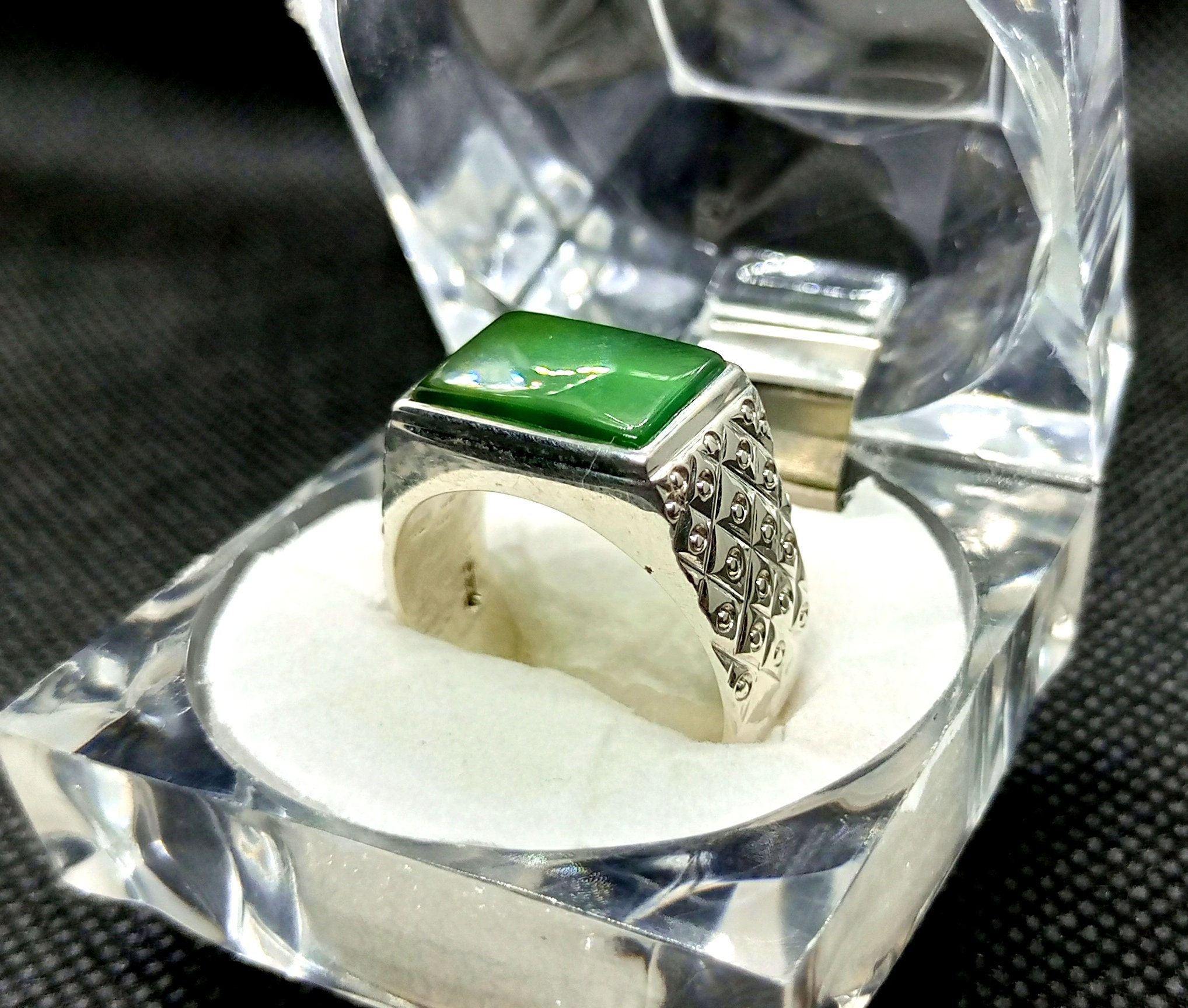 Natural Green AGATE Ring Sabz Aqeeq Ring Akik Ring in - Etsy UK