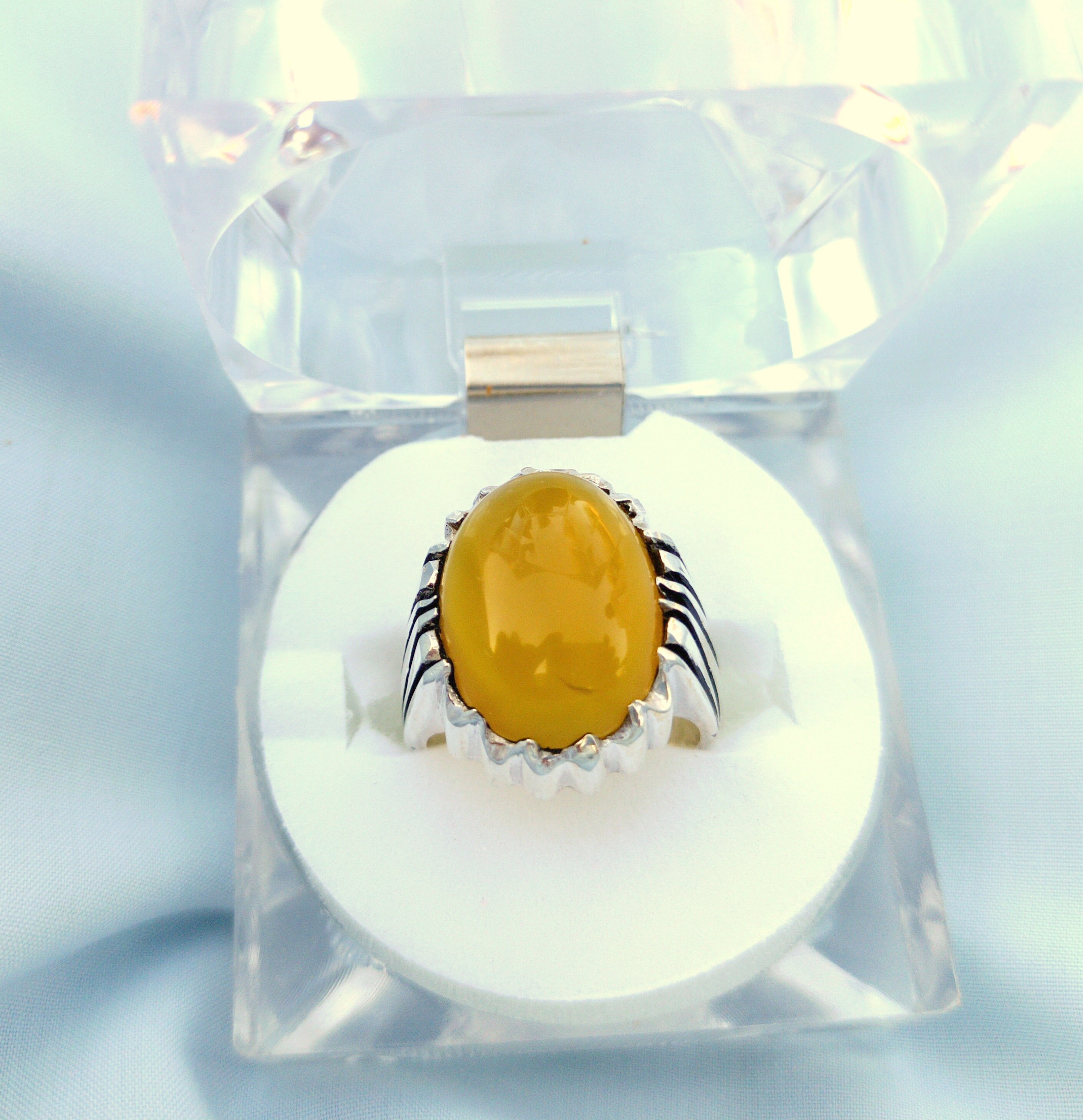 Natural Yellow Agate Ring: Handmade 925k Sterling Silver, Unisex - Etsy