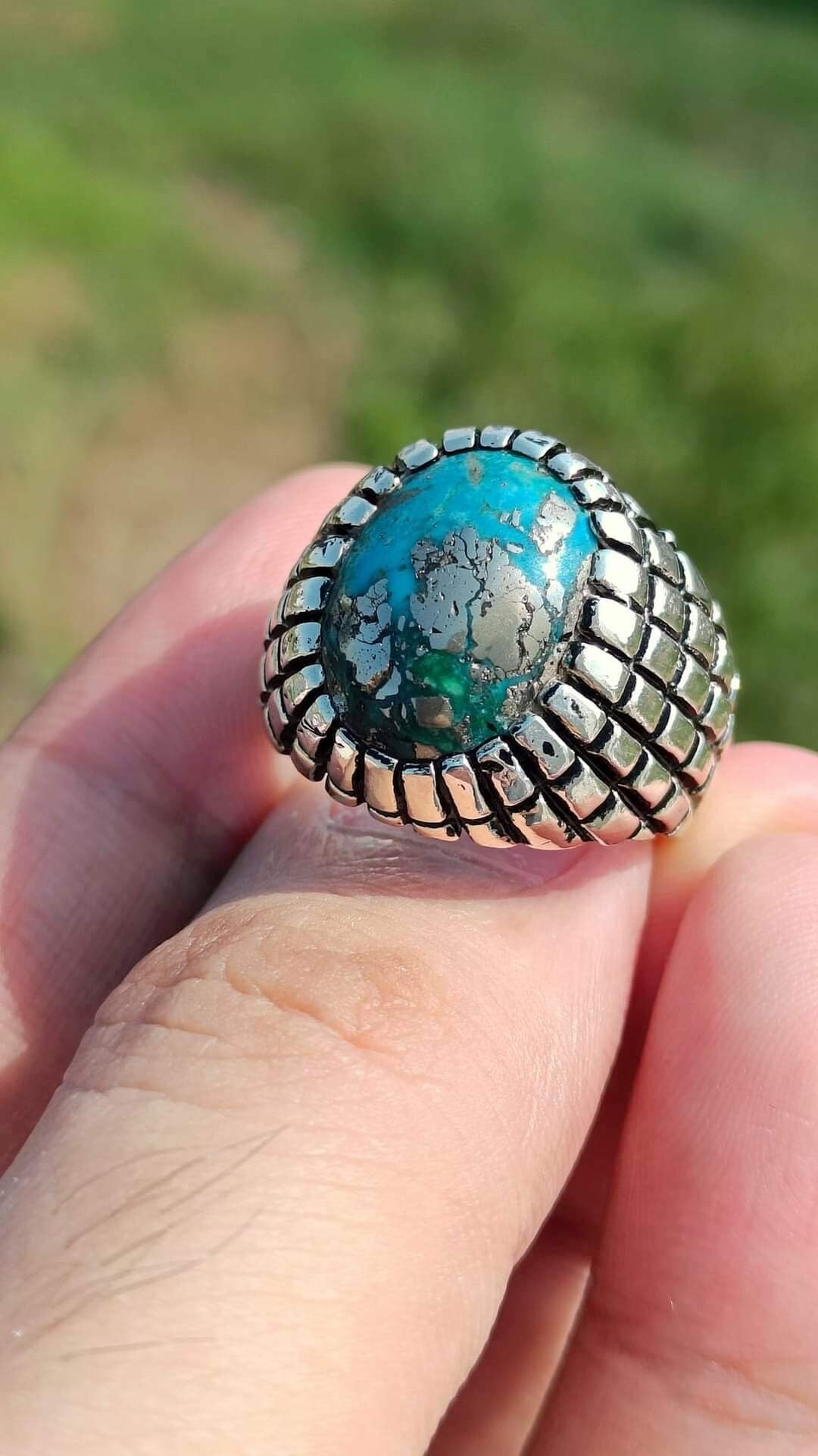 Very Natural Blue Shajri Feroza Ring, Hussaini Feroza Ring, Turquoise ...