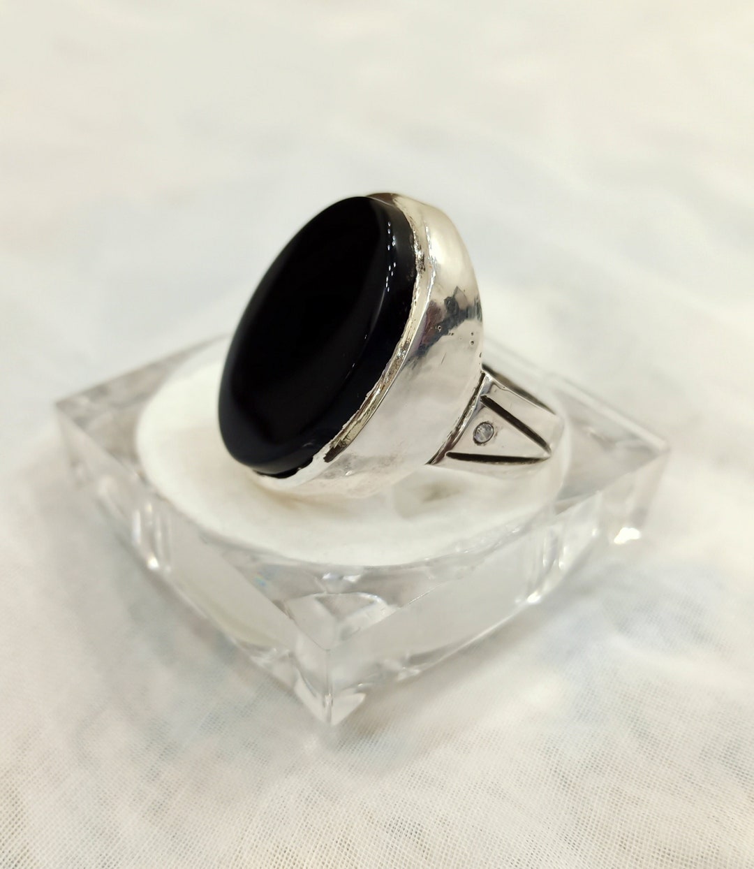 Beautiful Natural Black Onyx Agate Ring, Aqeeq Ring, Akik Ring ...