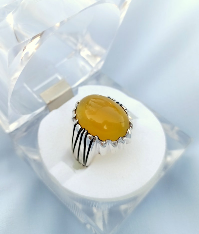Natural Yellow Agate Ring Zard Aqeeq Ring Akik Ring - Etsy