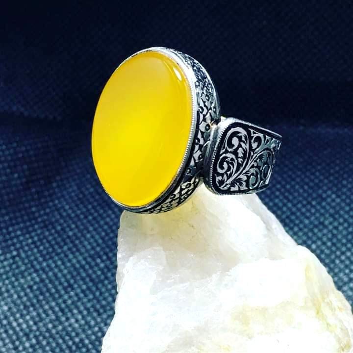 Very Beautiful Natural Yellow AGATE aqeeq Gemstone in - Etsy