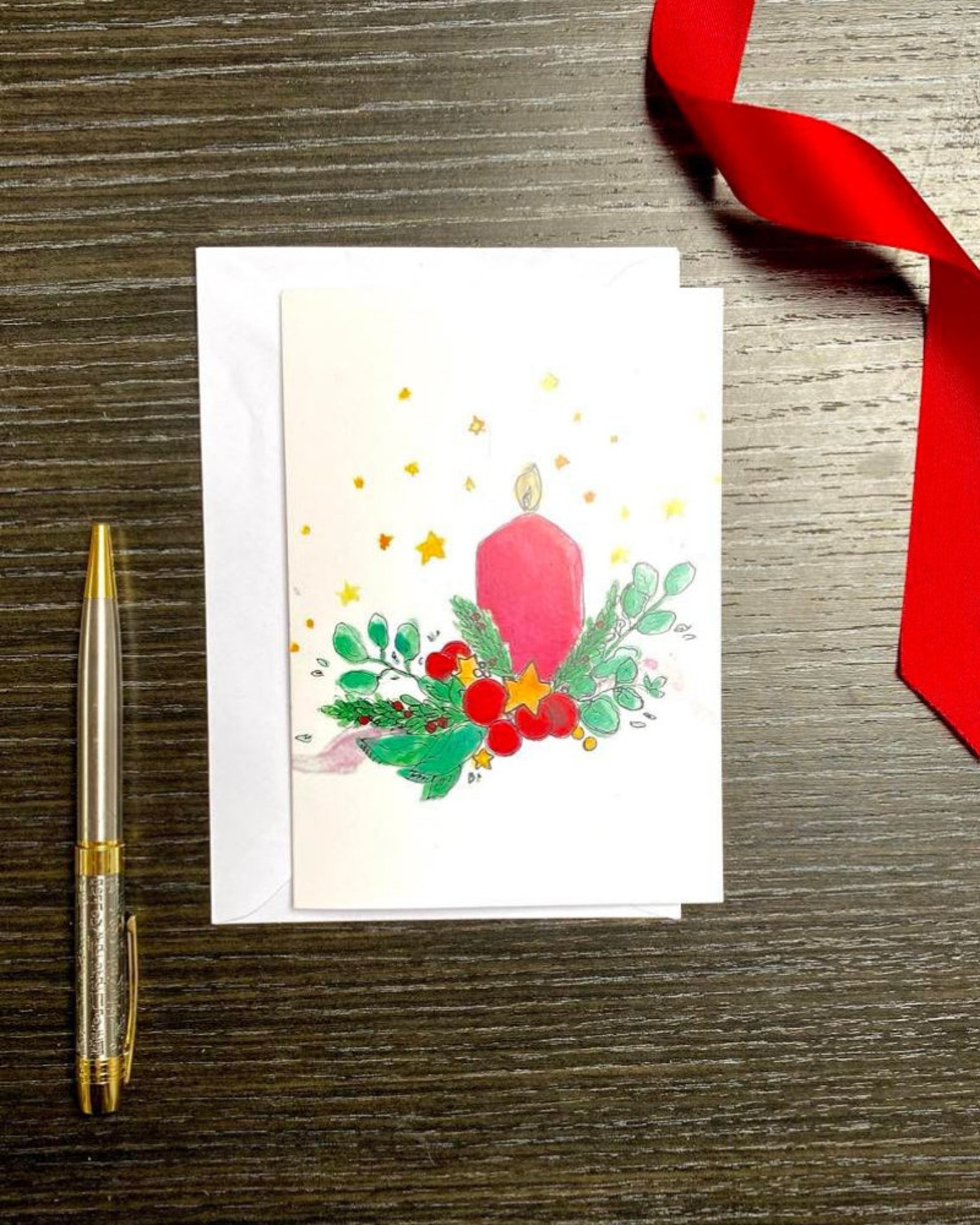 Hand-painted Watercolour Christmas Cards Pack - 5 Card Bundle - Etsy