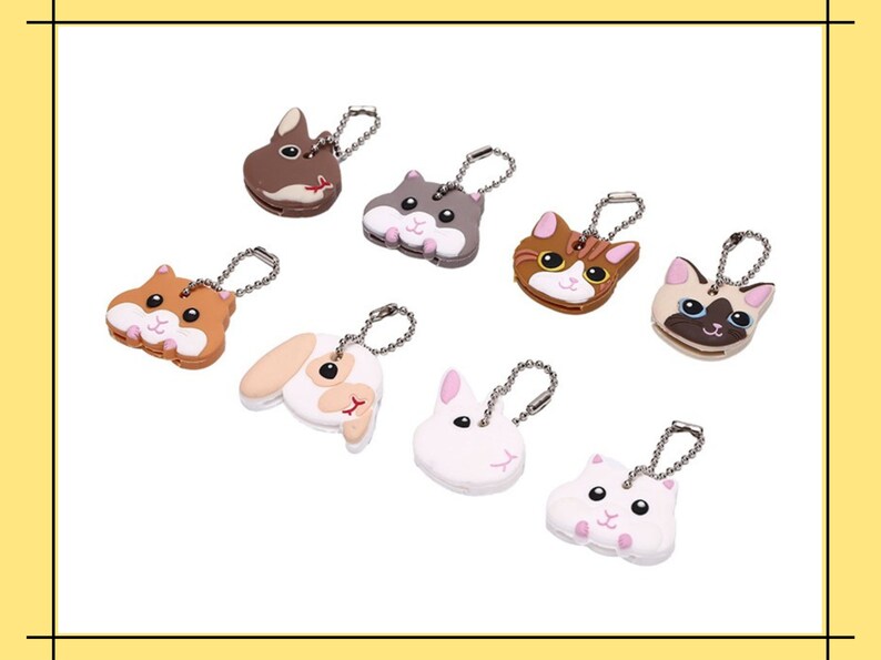 Cute Puppy Pug Cat Rabbit Key Cover Cap Keychain - Etsy