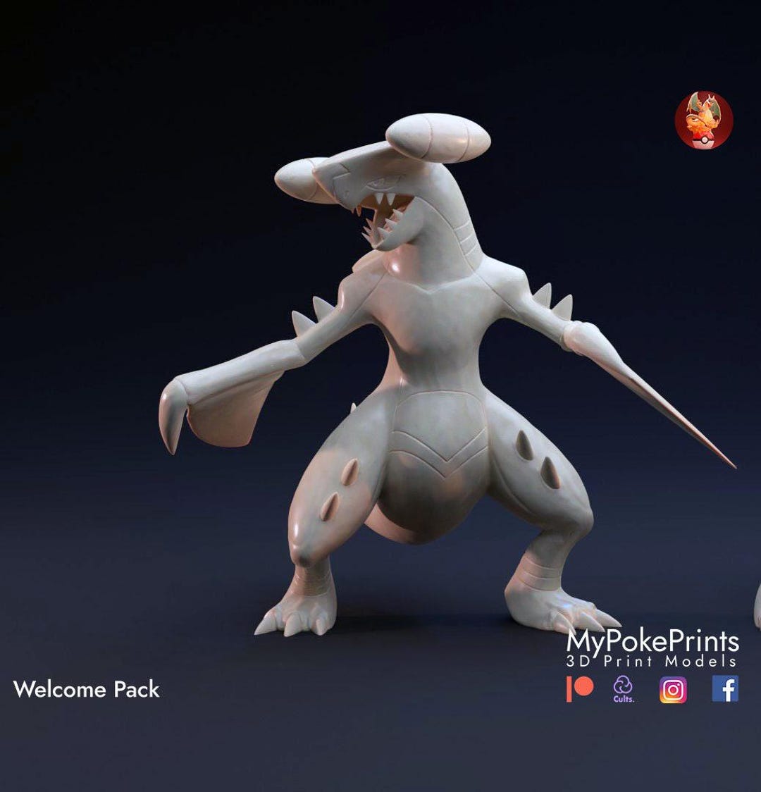 Hand Painted Garchomp Pocket Monster Statue Collectible pokemon Pokedex ...