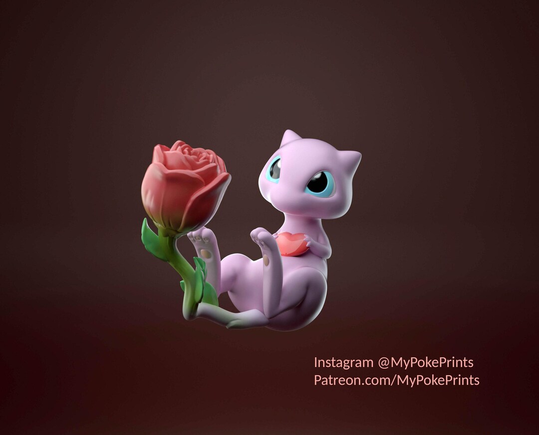 Unpainted DIY KIT Flower Mew Valentine Pokemon Statue Collectible 3d ...