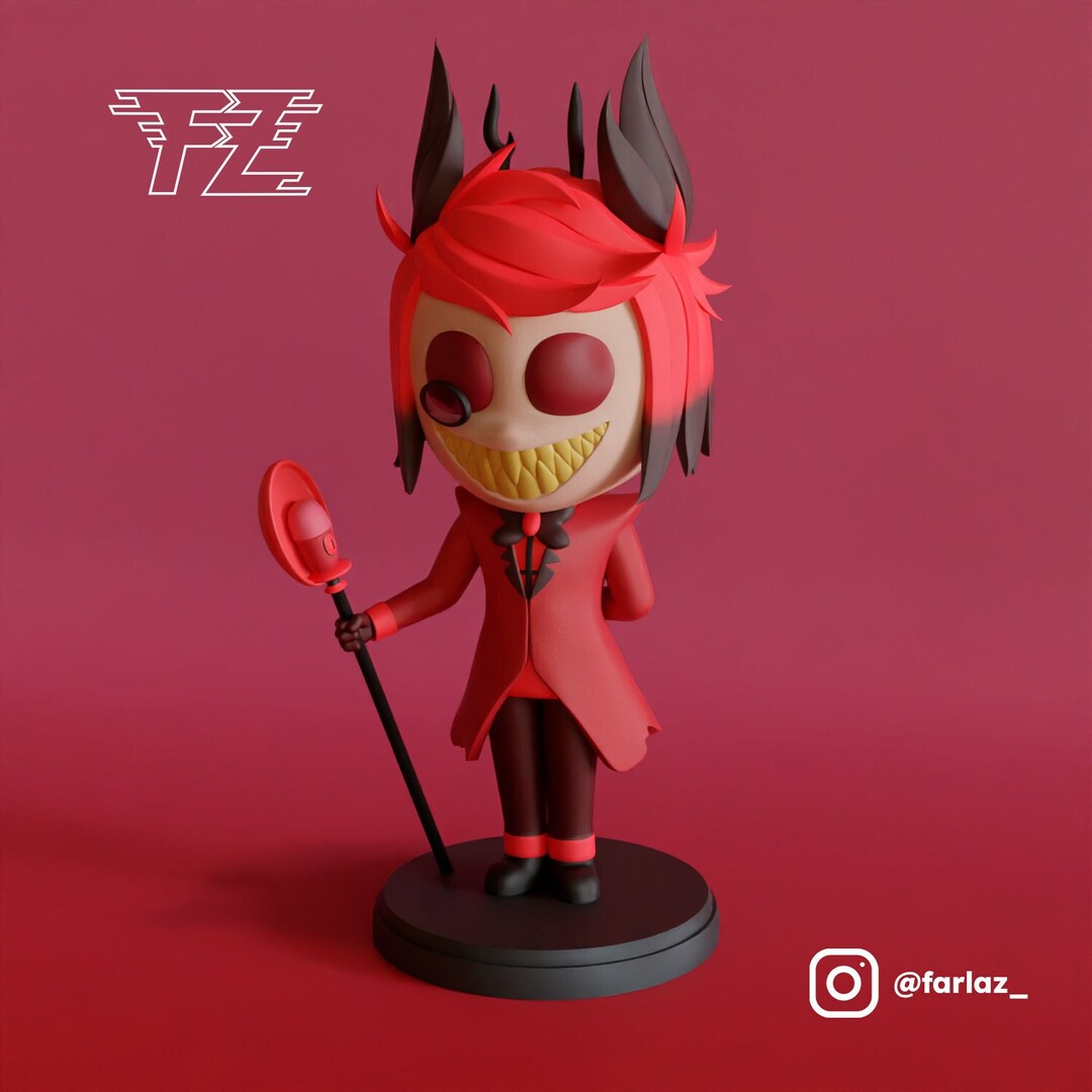 Hand Painted Alastor Chibi Kawai Version From Hazbin Hotel Collectible ...