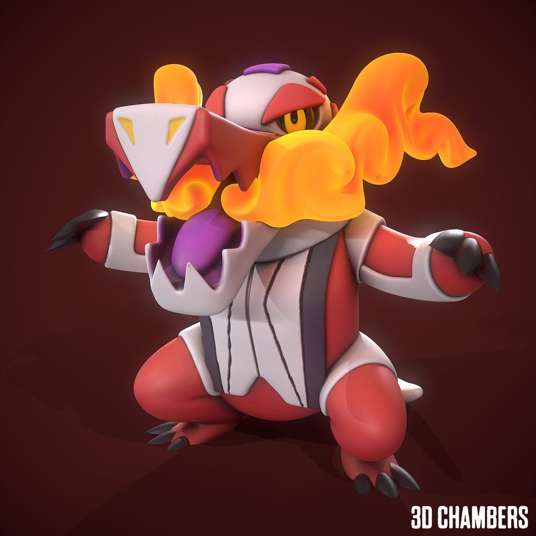 Hand Painted Skeledirge Fire Pokemon Statue Collectible 3d Printed ...