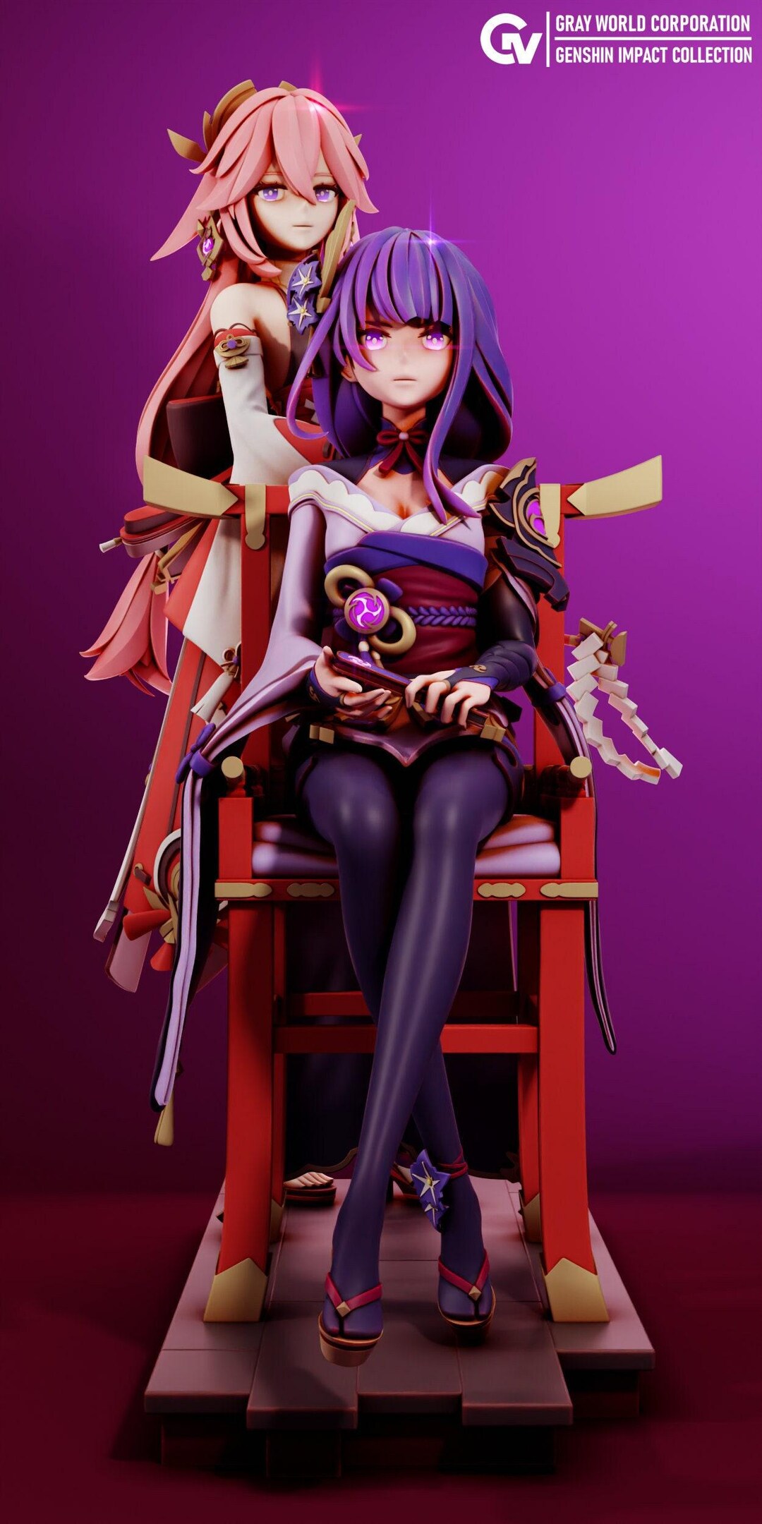 DIY KIT Yae Miko and Raiden From Genshin Impact Collectible 3d Printed ...