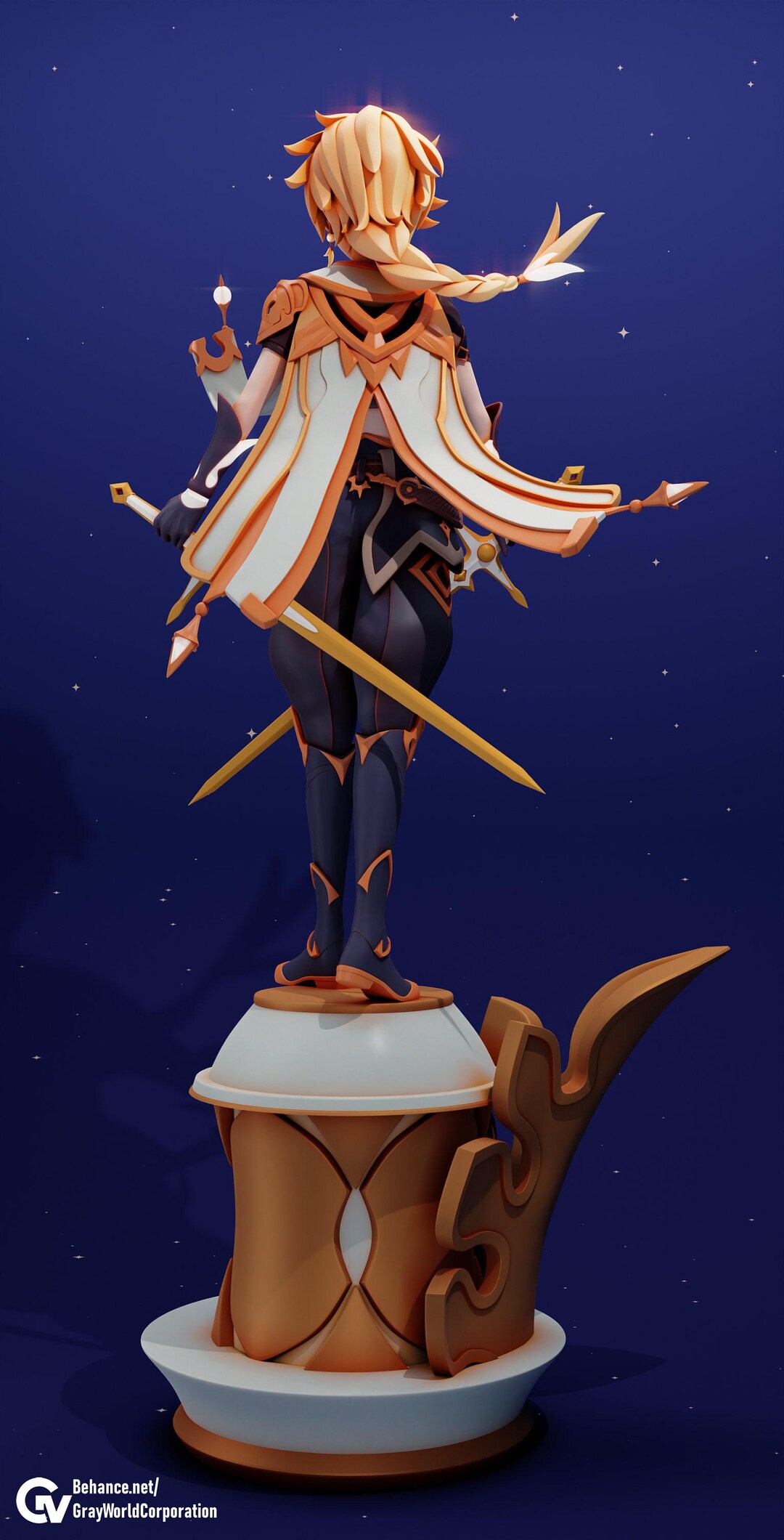 Hand Painted Aether or Traveler From Genshin Impact Collectible 3d ...